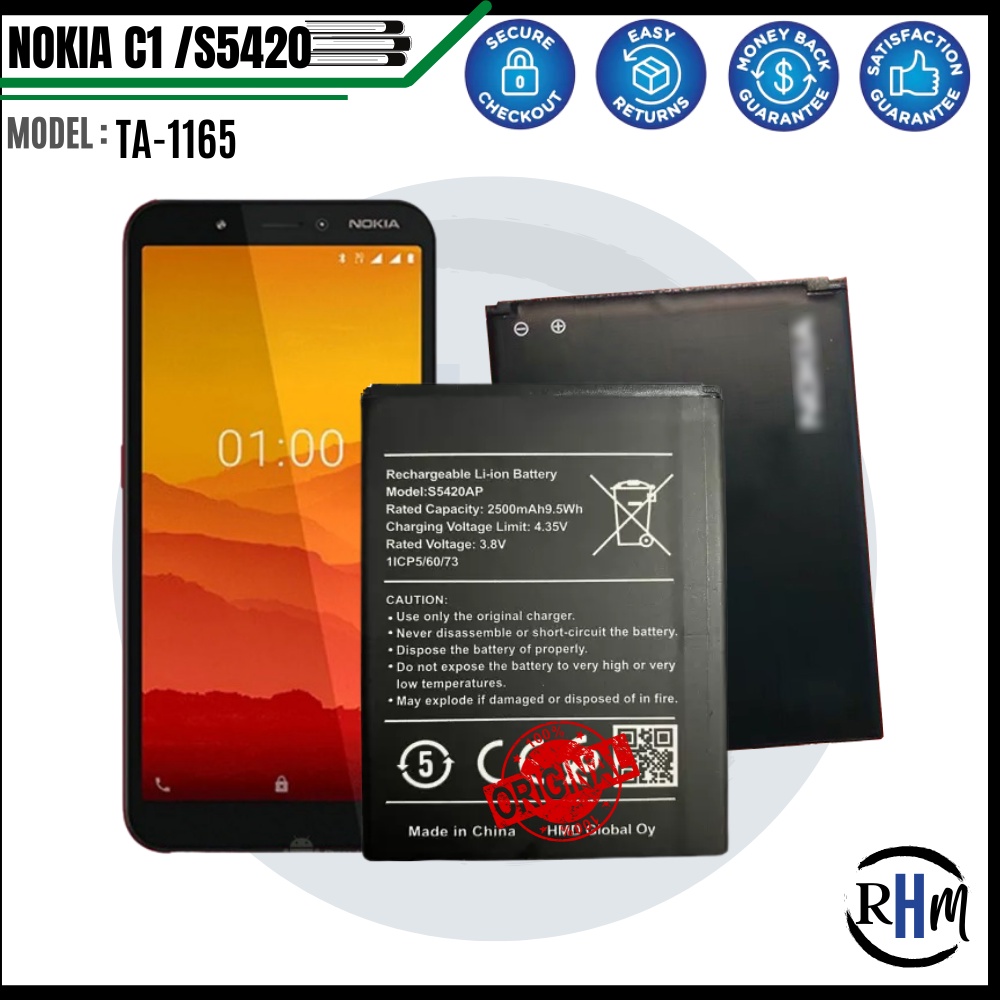 Original Nokia C1 Battery Model S5420AP TA-1165 2500mAh Lion Battery ...