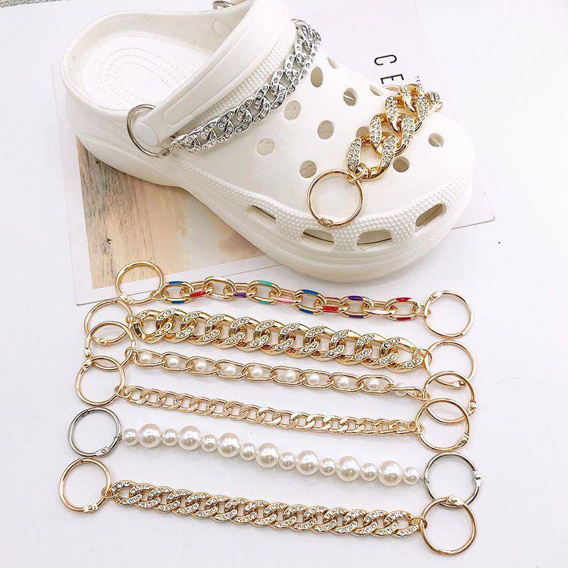 croc Fashion Chain jibz Chain Shoe Decoration Diamond Metal Pearl DIY ...