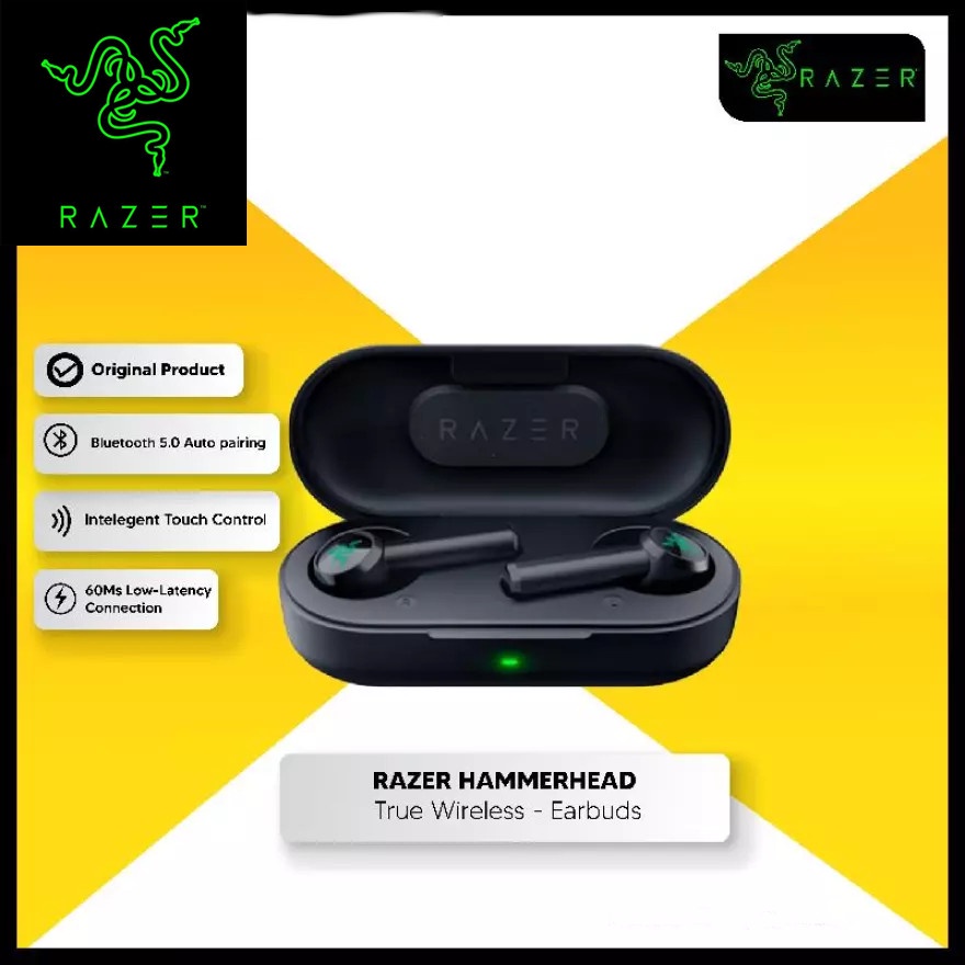 Razer Hammerhead True Wireless Earbuds Bluetooth 5.0 Automatic Pairing Earbuds - IPX4 Water ...