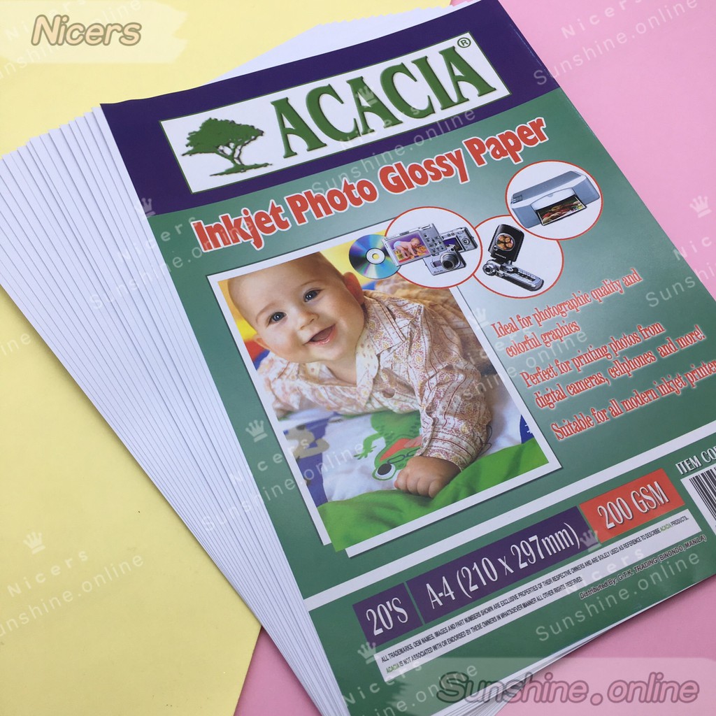 ACACIA Inkjet Photo Glossy Paper 20's (200gsm) | Shopee Philippines
