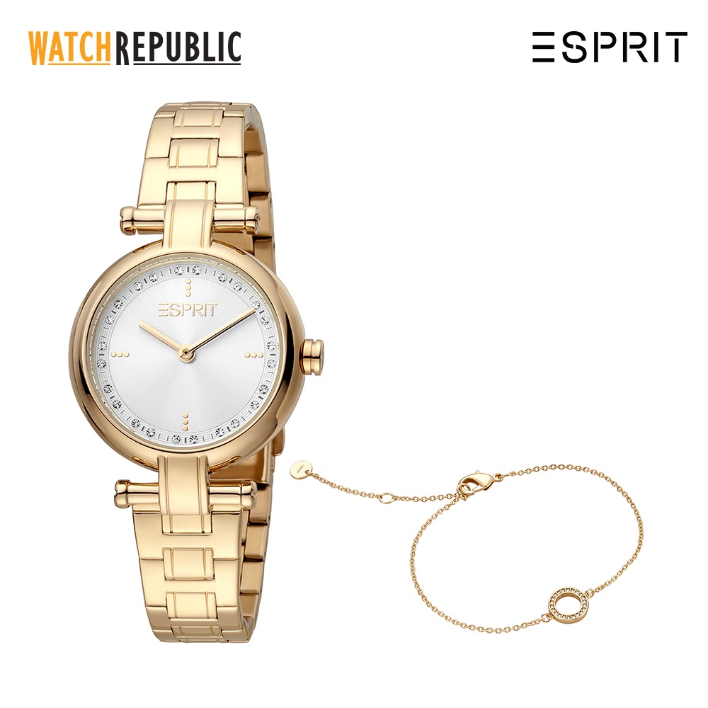 Esprit Noora Set Gold Stainless Steel Analog Quartz Watch For Women ...