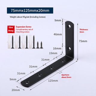 4Pcs/set L Shape Wall Bracket Shelf Angle Bracket Cast Iron Heavy Duty ...