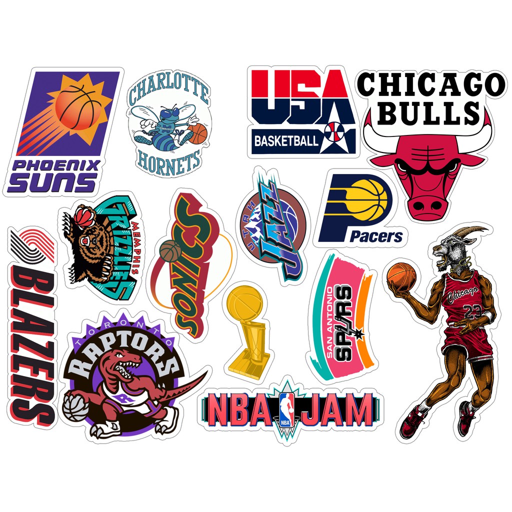 90's NBA Teams Logos Vinyl Sticker Pack (Basketball Stickers for Phones ...
