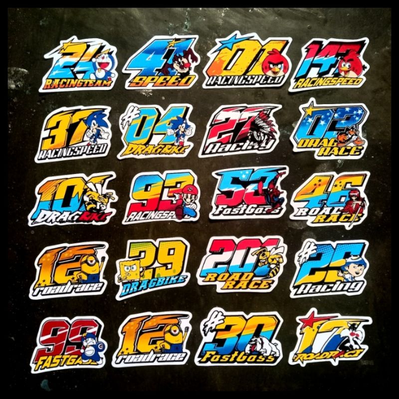 Stickers roadrace Contents 10 PCS Stickers start Stickers Numbers ...