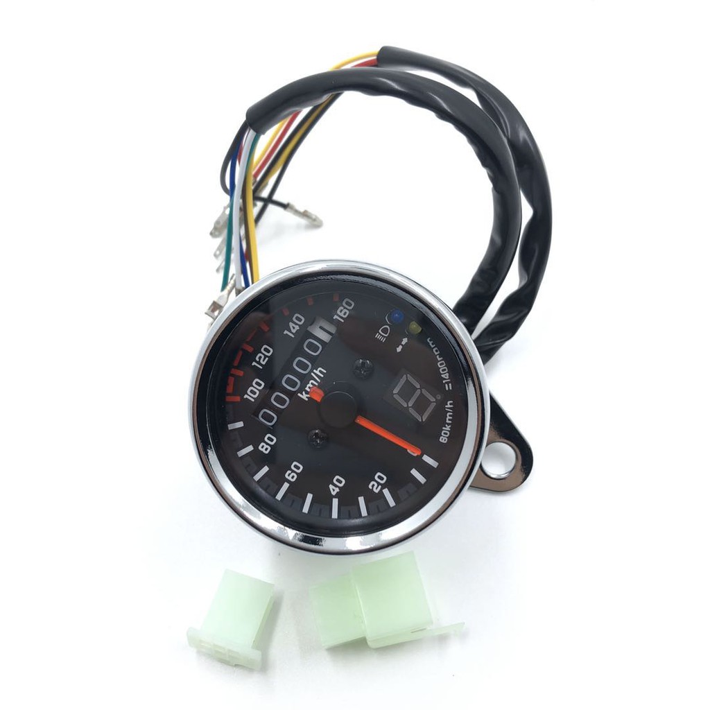 12V Motorcycle 0-160 Km/H Speedometer with LED Odometer ,Universal Cafe ...