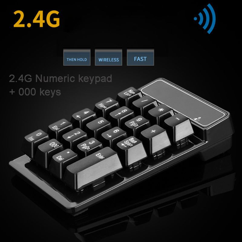 2.4GHz Mini USB Wireless Numeric Keypad 19 Keys Number Pad Numpad Receiver for Win XP/7/8 Laptop ...