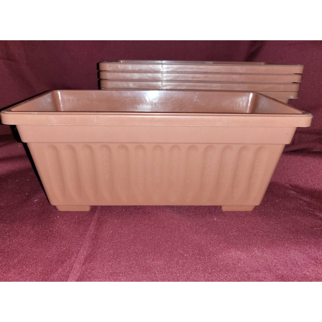 5PCS LARGE brown rectangle pots for plants 32x15x13 cm / paso / garden ...