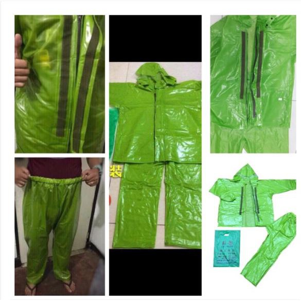 #1C Green Raincoat Suit Kapote Makapal | Shopee Philippines