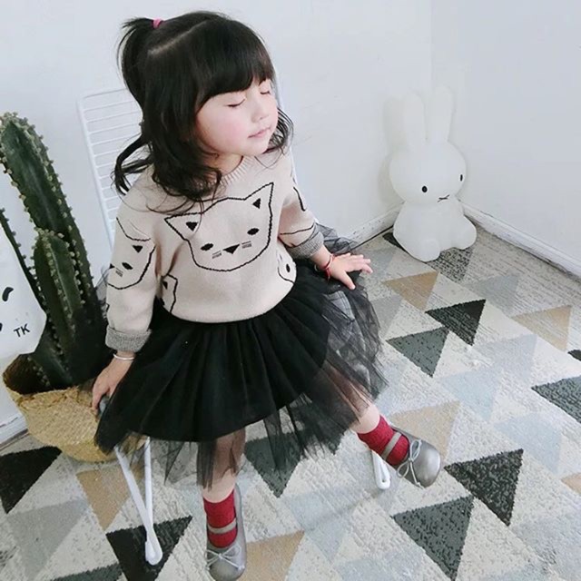 Korean Girls Cat Sweater | Shopee Philippines