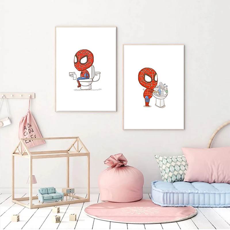 Marvel Superhero Lucu Poster dan Cetakan Kotoran Toilet Anak Kamar ...