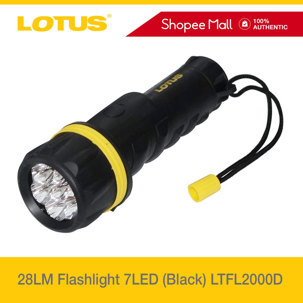 Lotus Flashlight 7LED 28LM (Black) LTFL2000D | Shopee Philippines