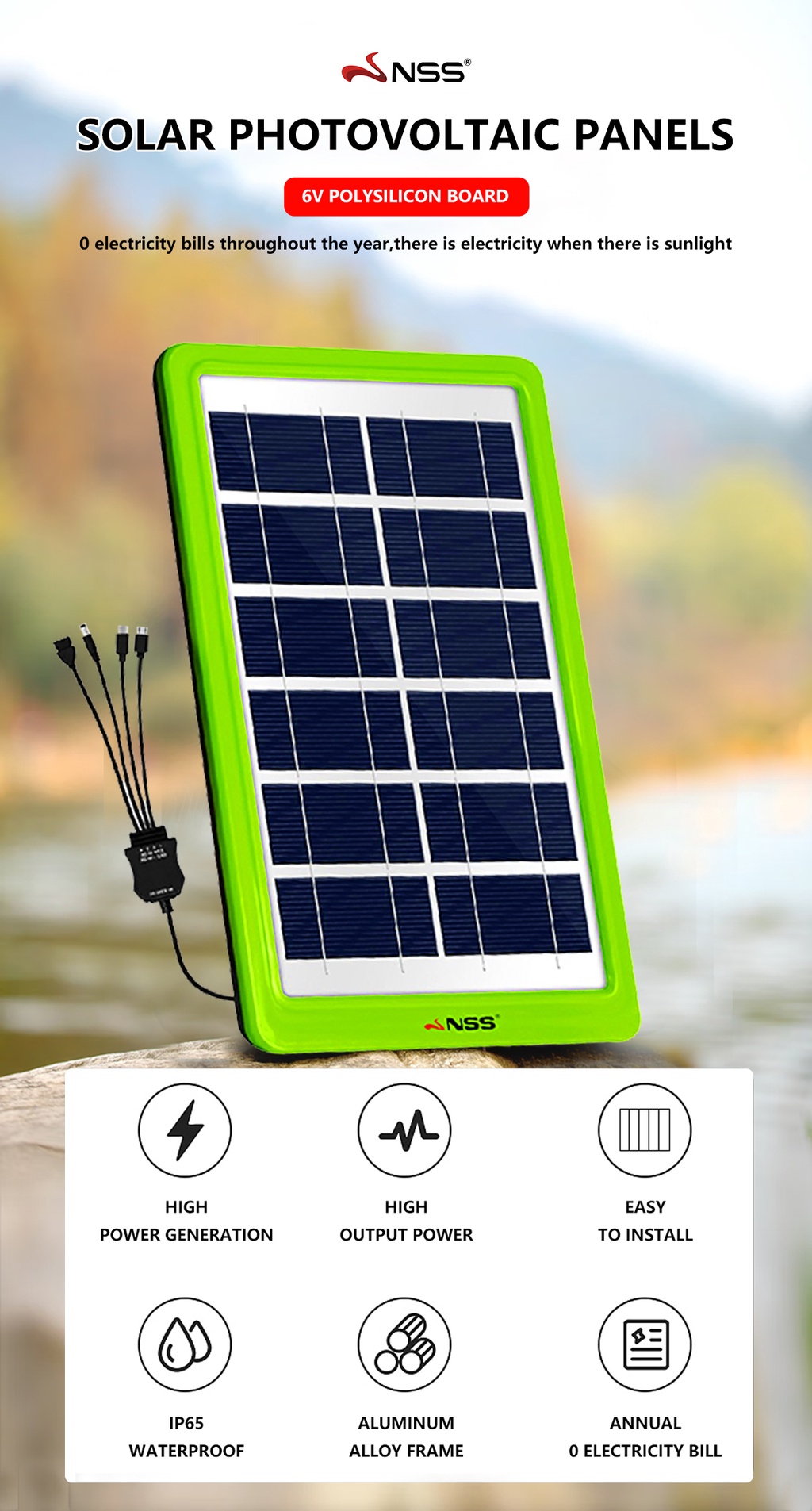 NSS Solar Panel 3W-16Watt High-Efficiency Power Charger For Camper Roof ...