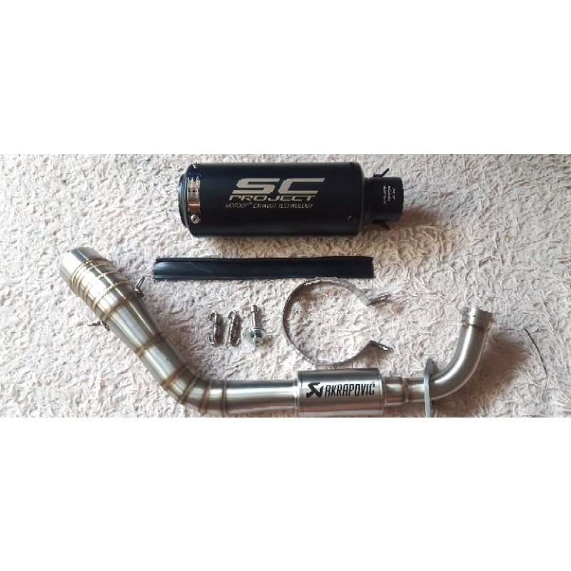 YAMAHA AEROX 155 SC PROJECT SET WITH ELBOW 51MM ( BLACK ) | Shopee ...