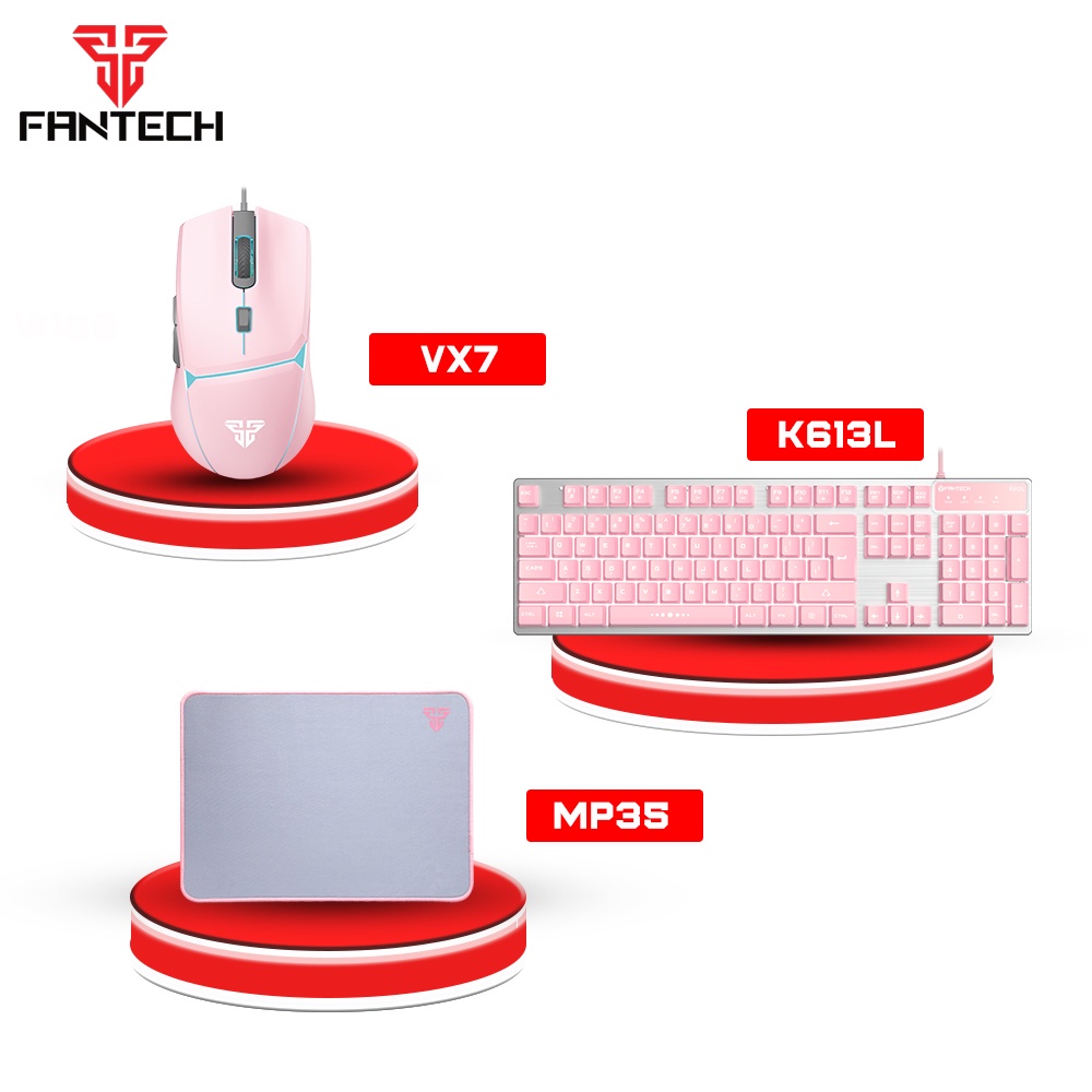 Fantech 3in1 Bundle K613L Gaming Keyboard + VX7 Gaming Mouse + Gaming Mouse Pad Sakura Edition ...