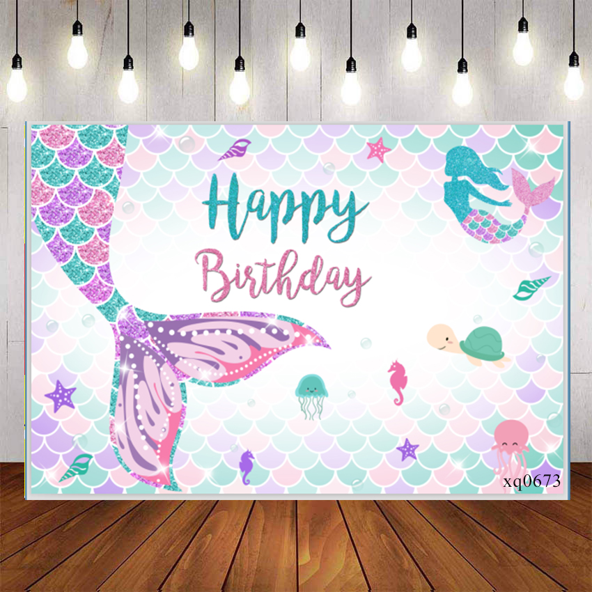 Little Mermaid Princess Backdrop For Photography Baby Shower Cartoon ...