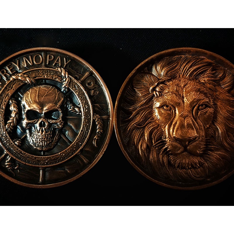 1pc Creative Skull Lion Pattern Commemorative Coin Vintage Animal ...
