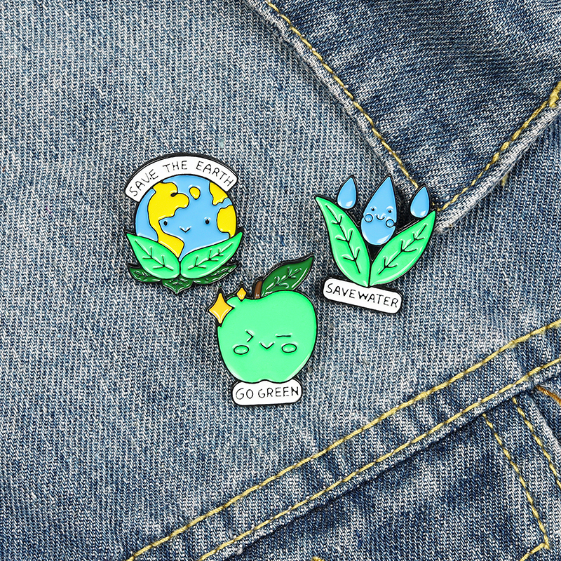 Save the Earth Enamel Pins Protect Environment Brooches Bag Clothes ...