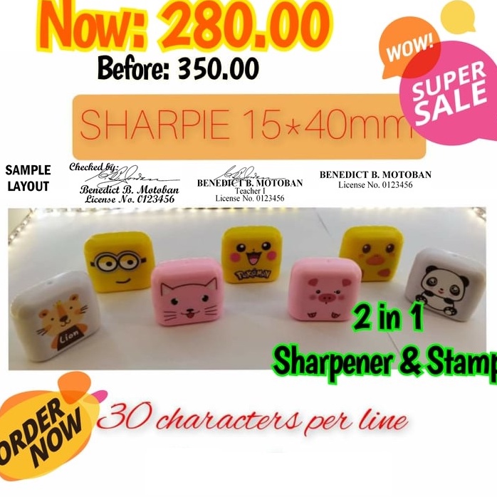 Personalized Stamps "SHARPIE 15*40MM" Flash Stamp Self-Inking Stamp ...