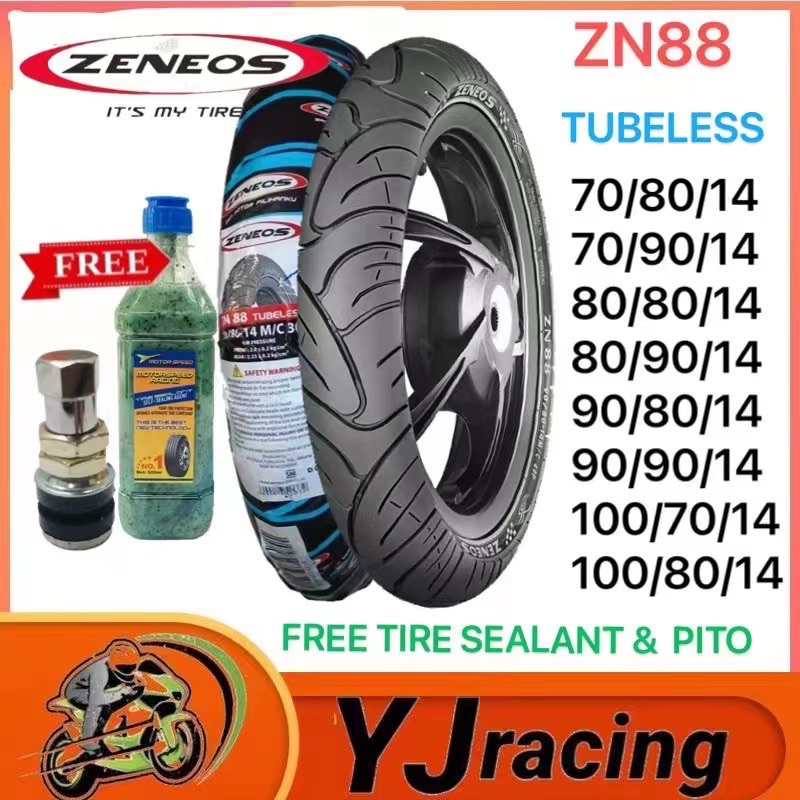 ZENEOS ZN88 MOTORCYCLE TIRE GULONG TUBELESS FREE TIRE SEALER & PITO 70 ...
