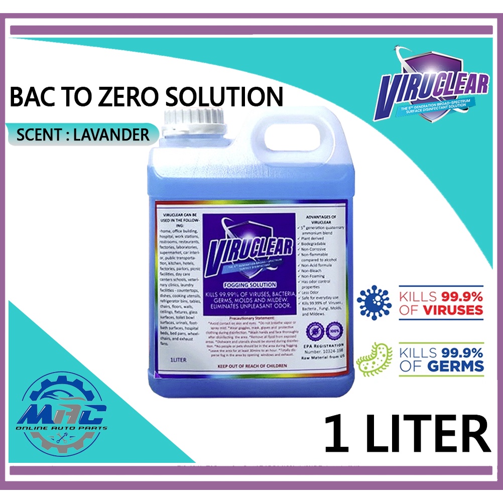 ViruClear Bac to Zero Solution FOG SOLUTION Scent LAVENDER 1 Liter ...