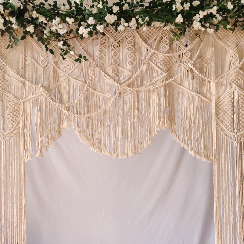 home lifeBeige Bohemian Braided Curtains for Living Room Sliding Door ...