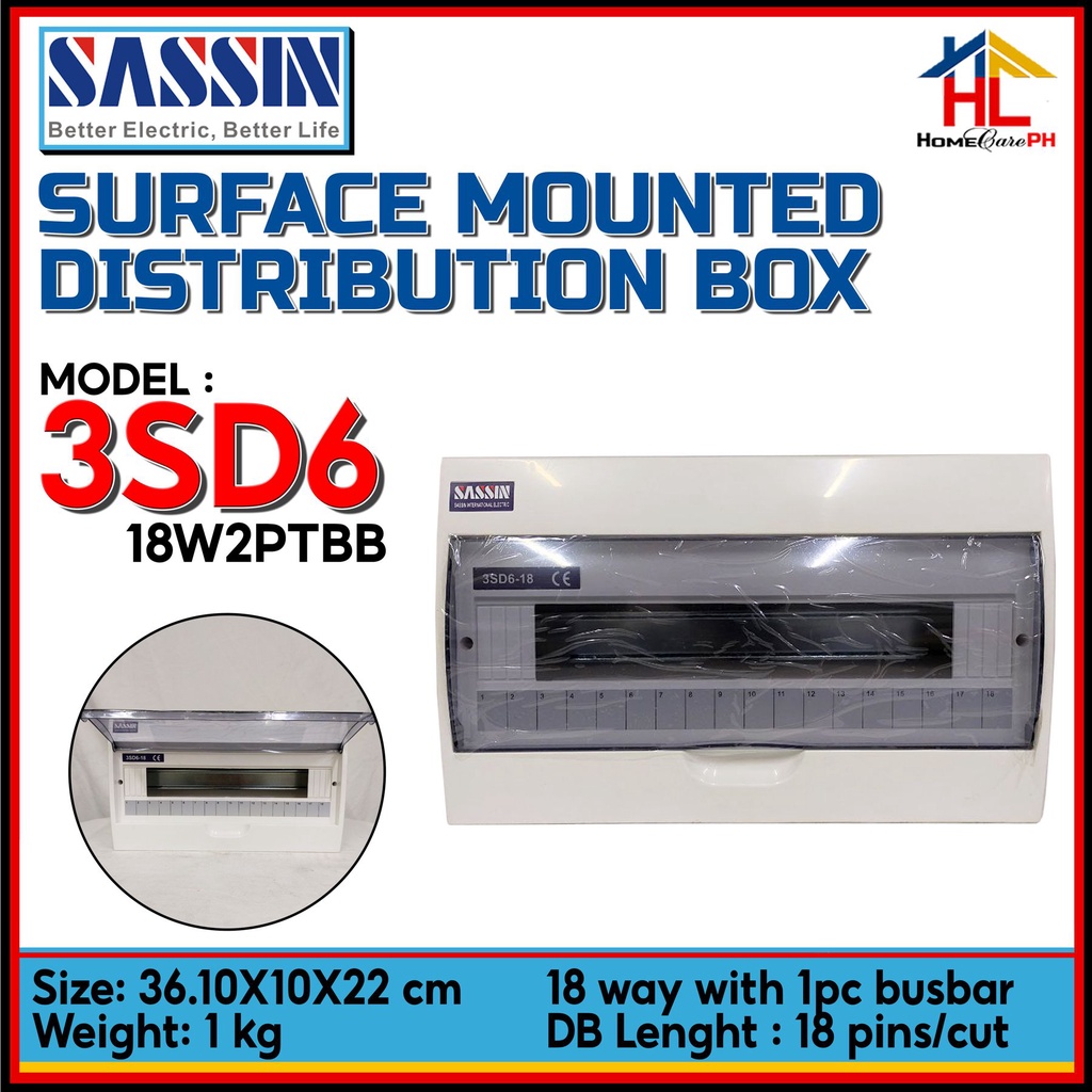 Sassin Surface Mounted Distribution Box model 3SD6-18W2PTBB | Shopee ...