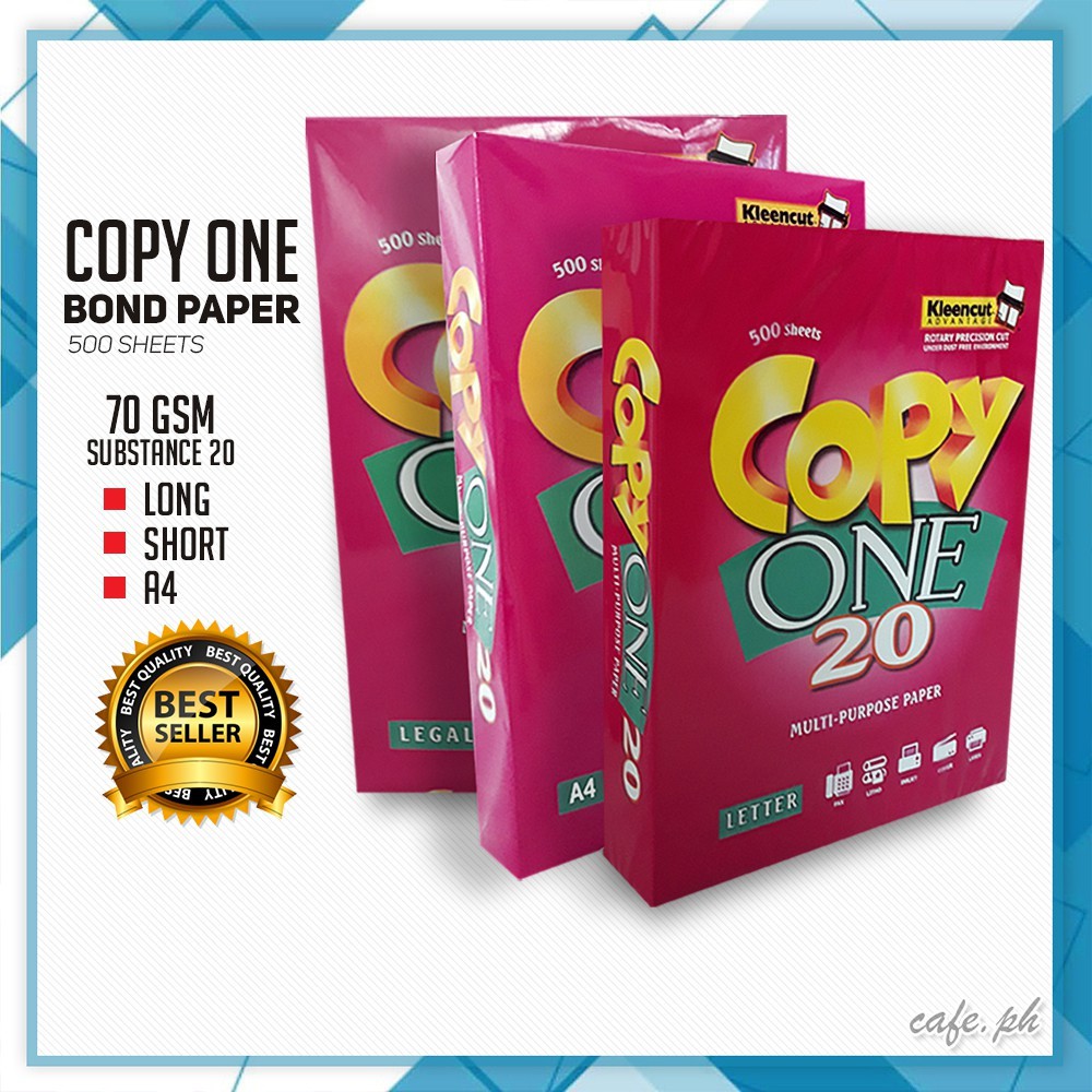 Copy One Bond Paper 70GSM Substance 20 Long 500 Sheets Per Ream
