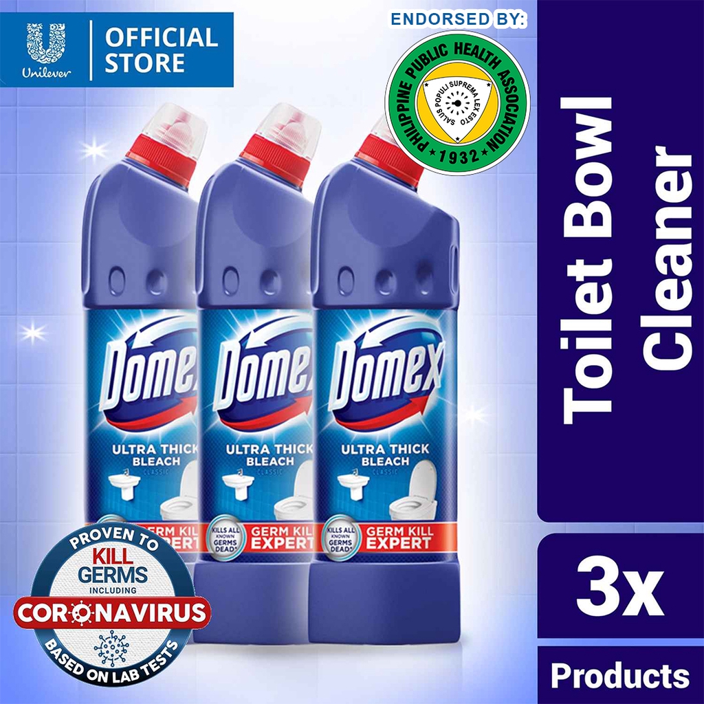 Domex Ultra Thick Bleach Toilet Cleaner Classic Antibacterial 500ml x3 ...