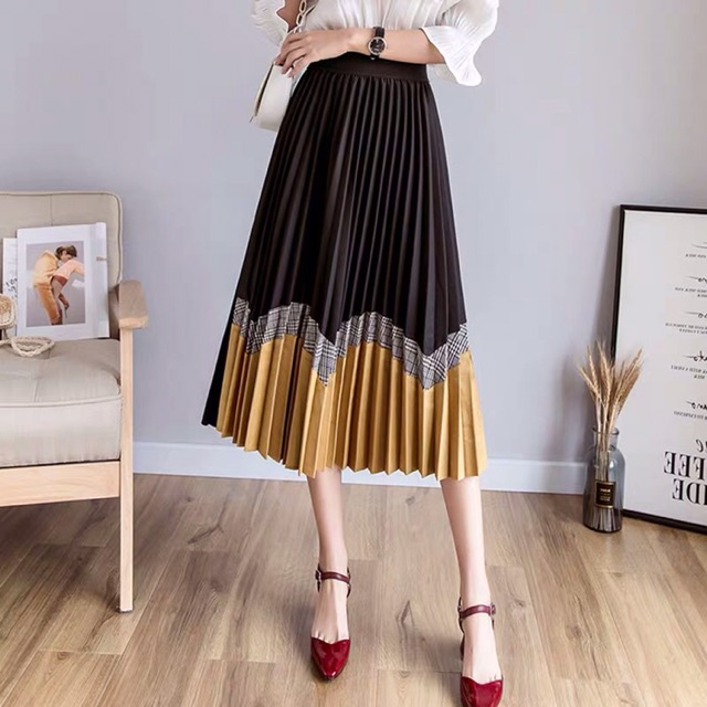 Ladies Pleated Portrait Print Maxi skirt #1 | Shopee Philippines