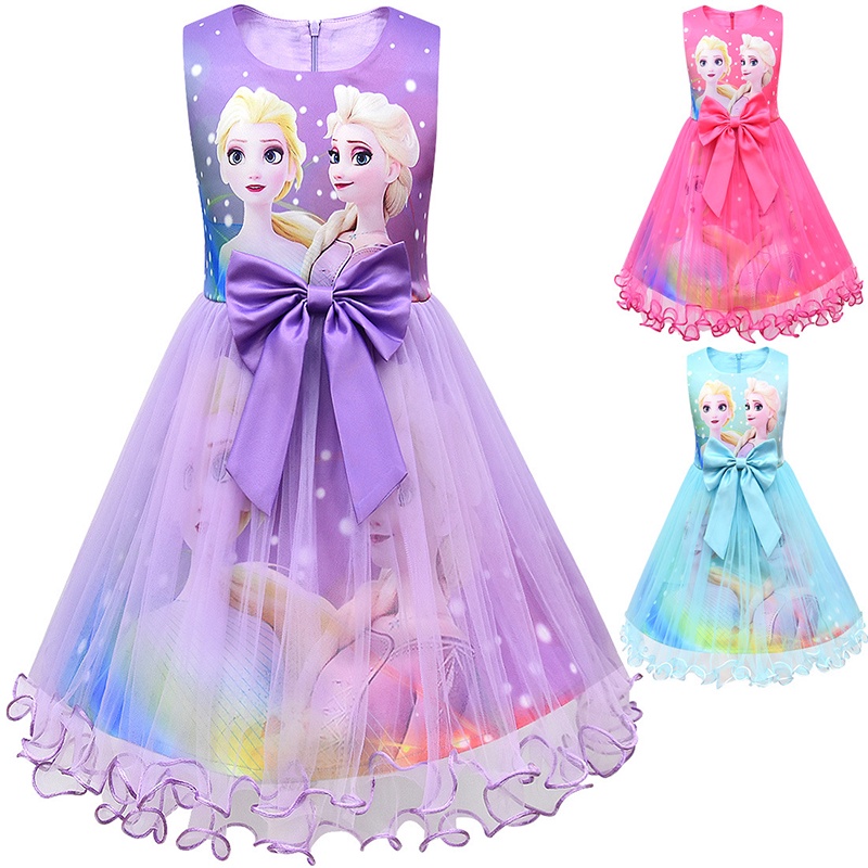 Frozen 2 Girls Dress Elsa Anna Kids Fancy Lace Children Gowns Princess ...