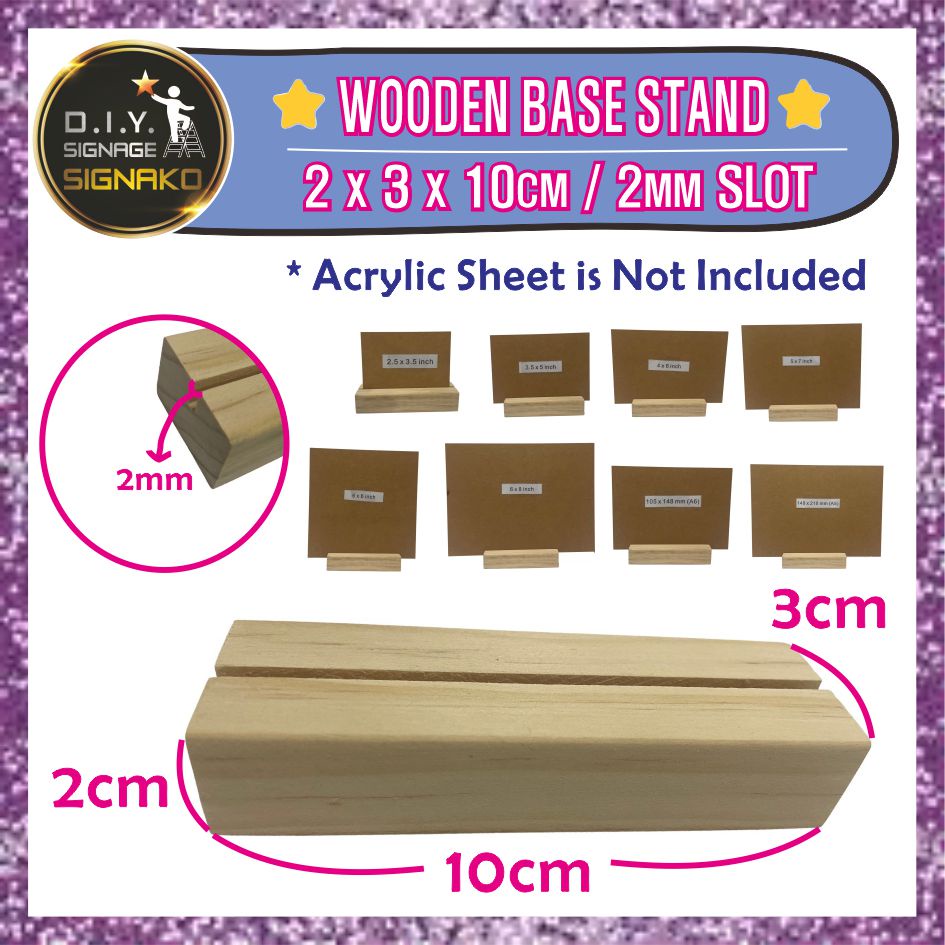Wooden Base Stand / 2mm Clear Acrylic Wood Decor Standee Gift Office ...