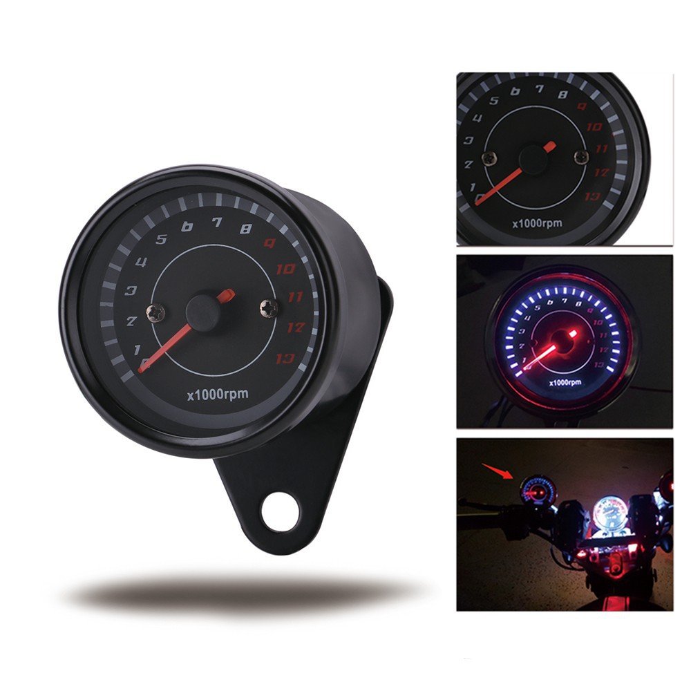 Motorcycle Speedometer Gauge LED Screen Tachometer DC 12V 1000 RPM ...