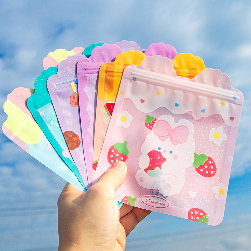 10 Pcs Cartoon Self-Sealing Cookies Packaging Bag Student Portable ...