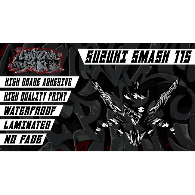 Suzuki Smash 115 Abstract Decals Set (Black) | Shopee Philippines