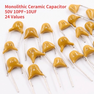 100pcs 24 Values Ceramic Capacitor Set Kit 50V 5pF to 0.22uF | Shopee ...