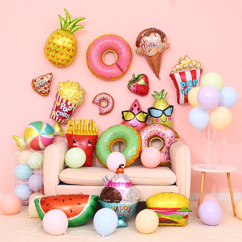 Mini Donuts Ice Cream Pizza hot dog Fast food dessert Foil Balloon Baby ...