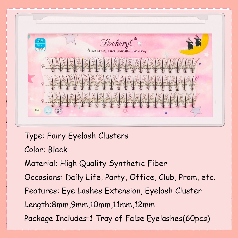 Lvcheryl Fairy Eyelashes Extension Set 3D False For Makeup Natural Human Hair Lashes 8-12Mm Tool ...