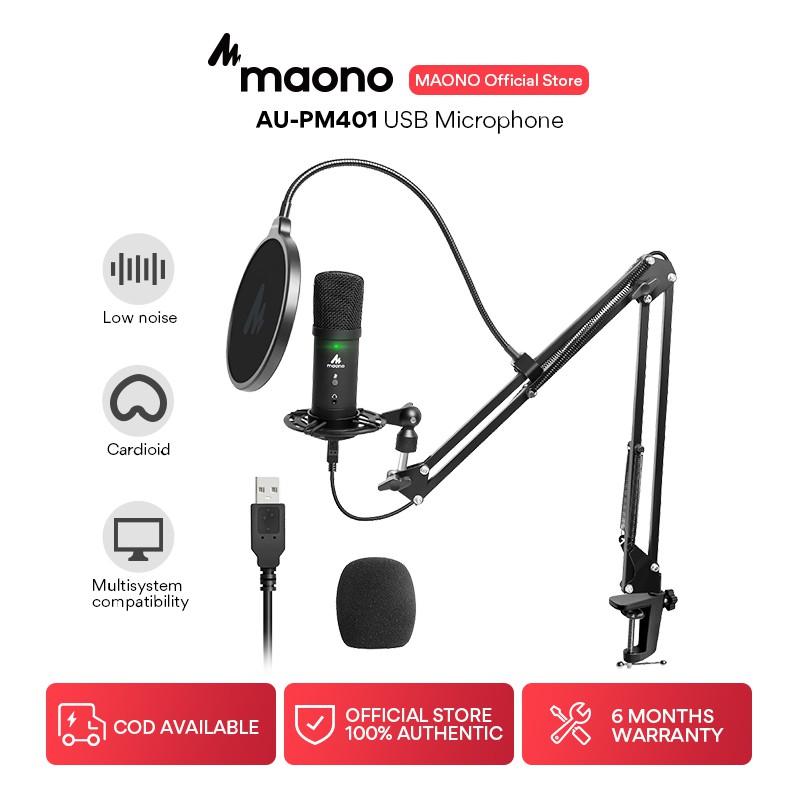 Maono AU-PM401 USB Microphone Professional Cardioid Condenser Podcast ...
