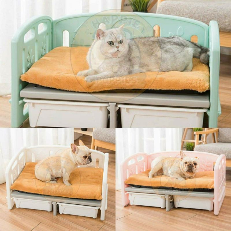 Pet Plastic Bench Bed with Cushion Dog Cat (TWO COMPARTMENT BOXES NOT ...