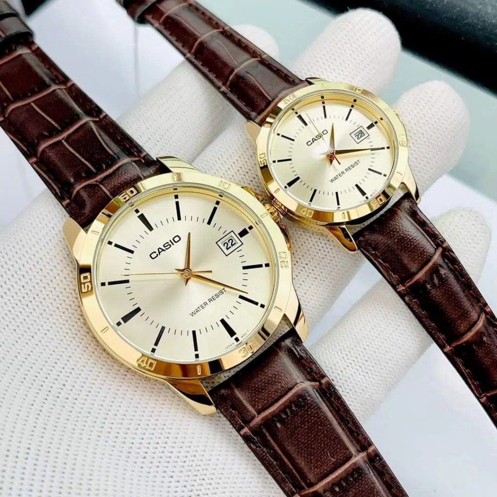 ORIGINAL BELOW MALL PRICE CASIO ANALOG LEATHER STRAP WATCH FOR COUPLES ...