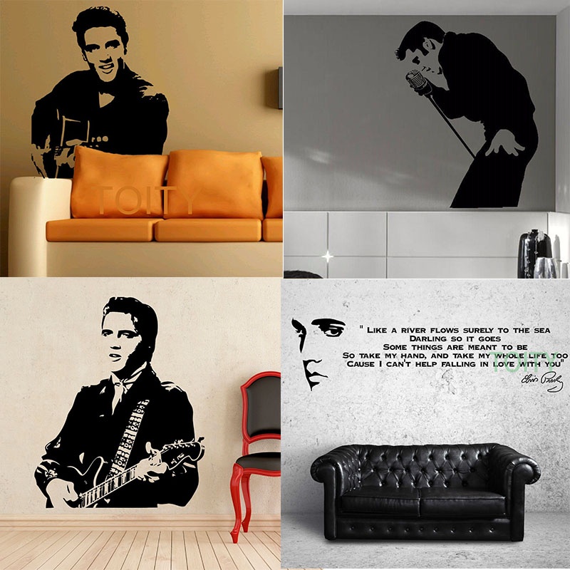 Elvis Presley Wall Decal Rock Music Singer Retro Poster Vinyl Sticker ...
