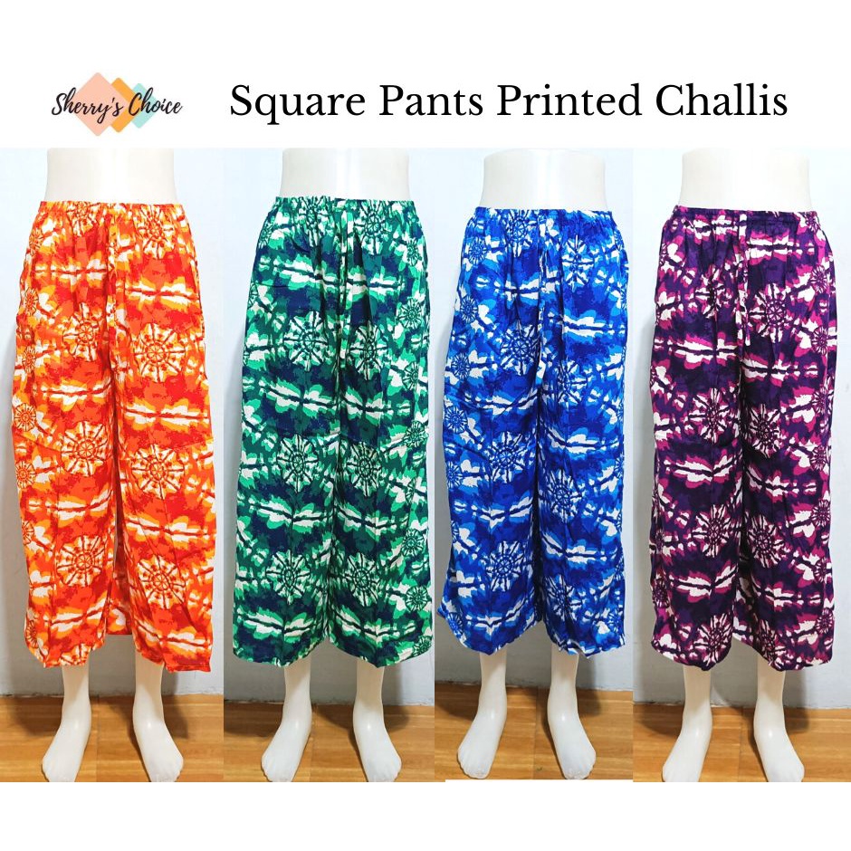 MORE PRINTS squarepants challis damit pambahay pantulog | Shopee ...