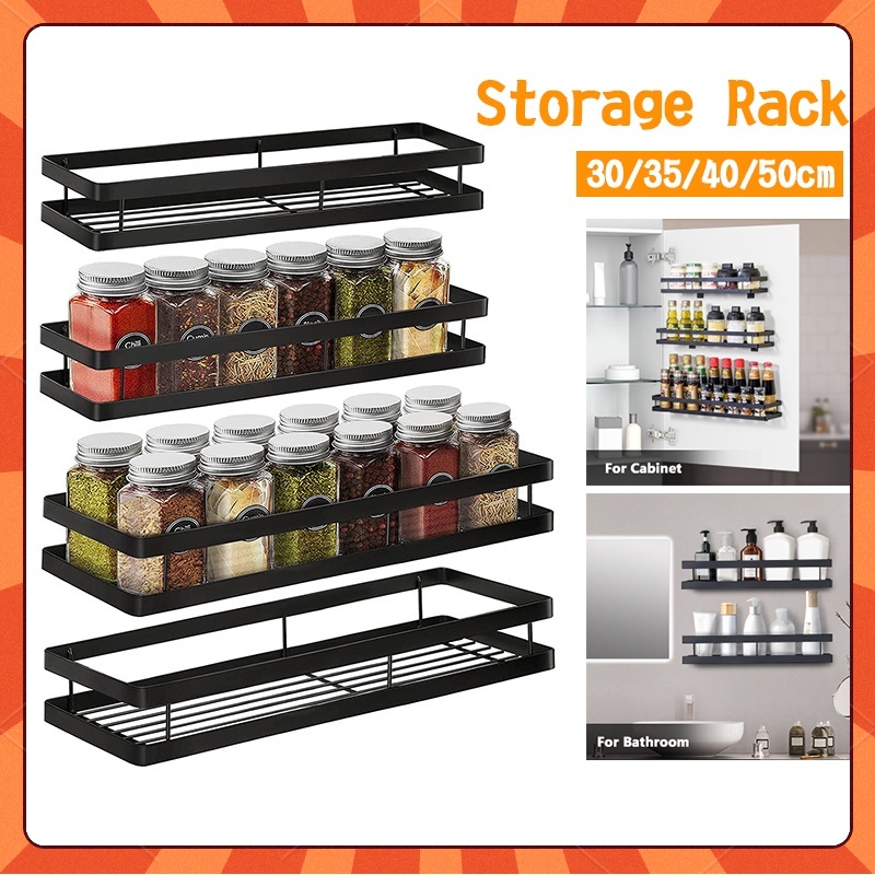 Wall Mounted Spice Rack Kitchen Hanging Condiment Storage Holder ...