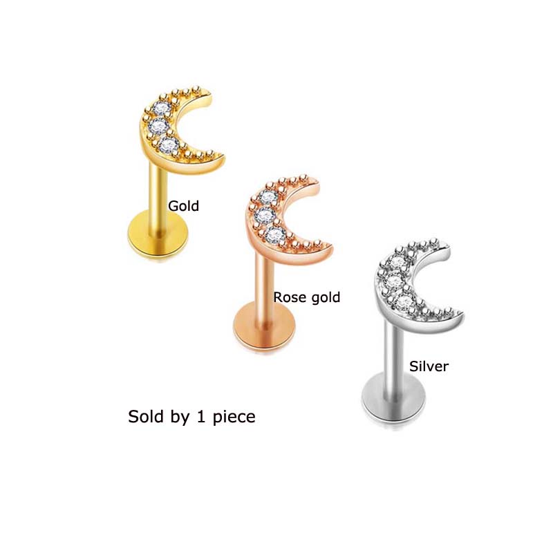 Threadless Labret/Flat Back Stud 14 Karat Solid Gold With