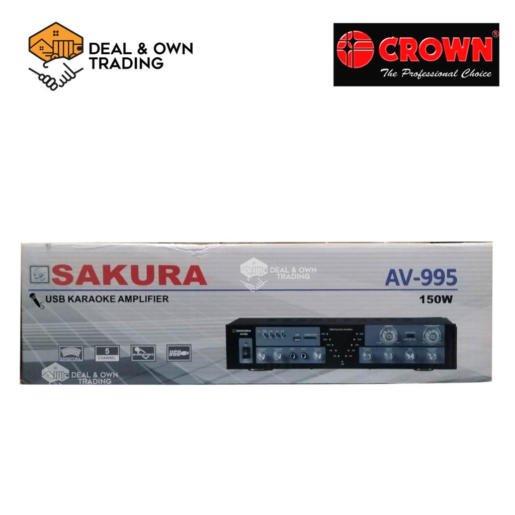 Sakura AV-995 150W 5 Channel USB Karaoke Amplifier with USB port/FM ...