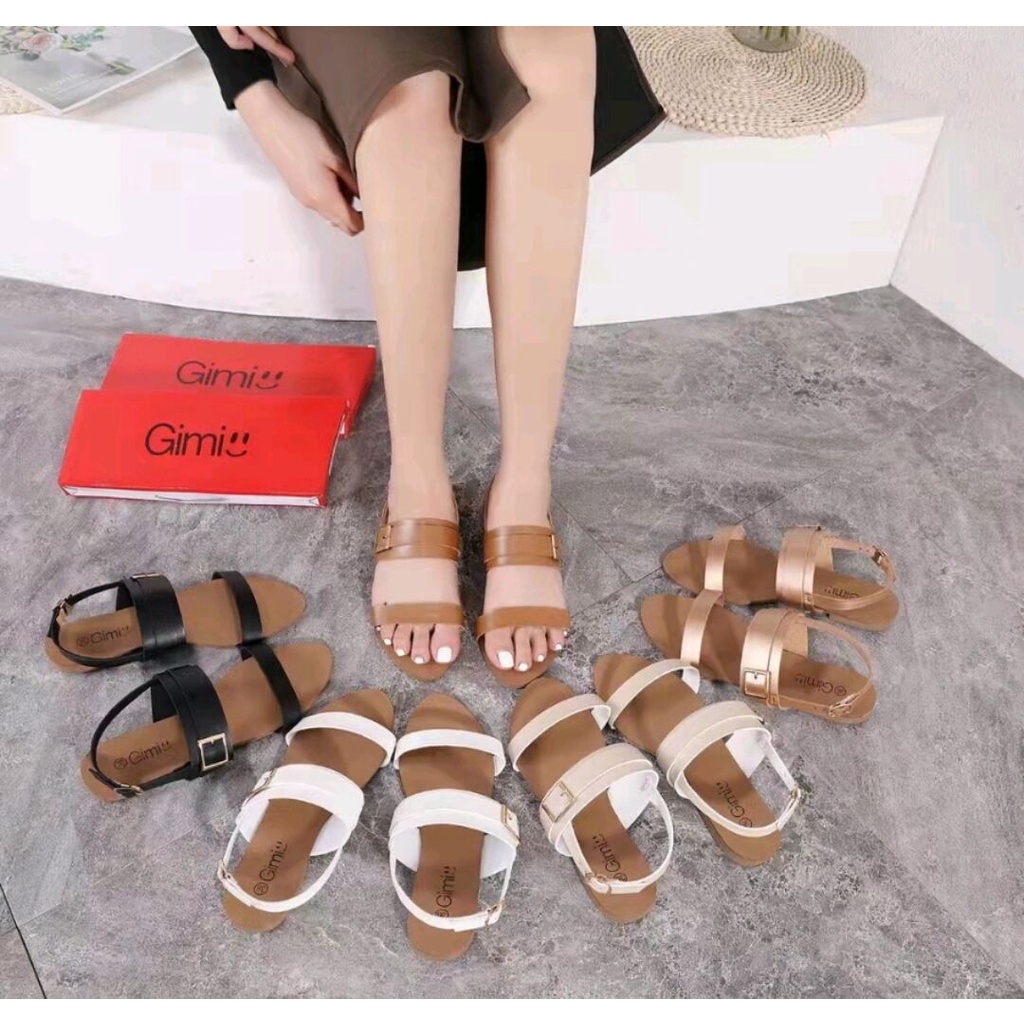 Summer women shoes GIMI fashion flat sandals DFL-10# | Shopee Philippines