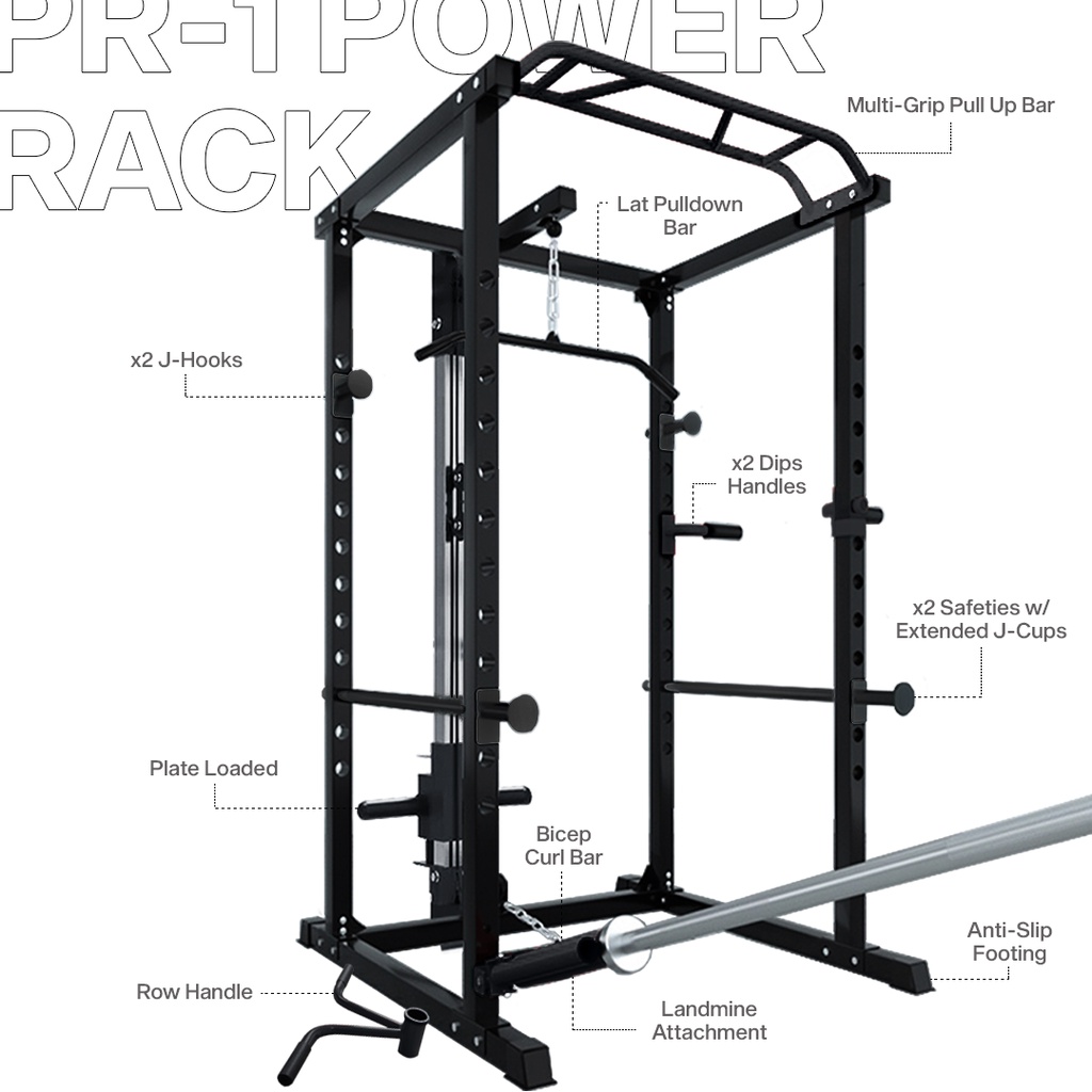 Heavy Duty Power Rack Power Cage w/ Landmine, Dip Attachment, Pull Up ...