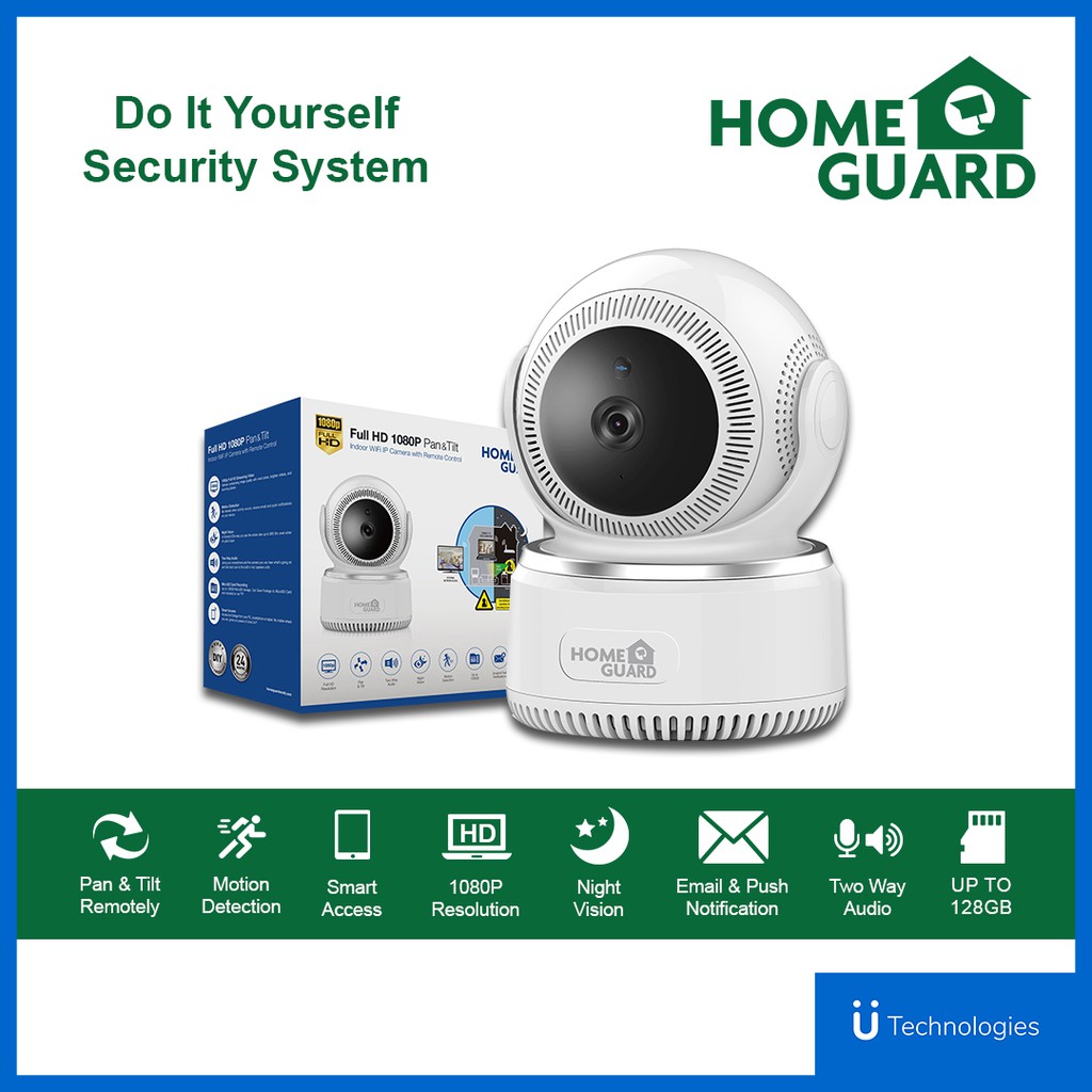 Homeguard Full HD 1080P Pan & Tilt Indoor IP camera with 2 way audio ...