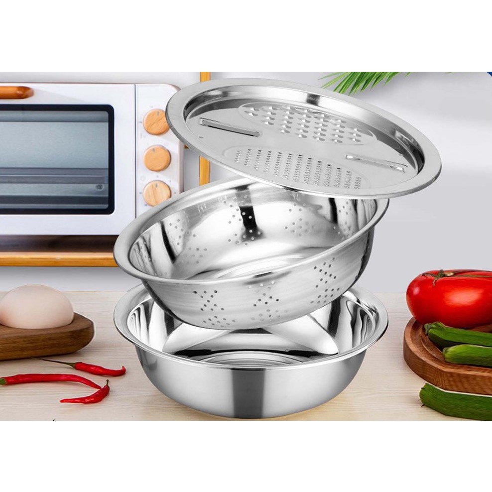 bea 3in1 [26cm] Multifunctional Stainless Steel Basin Vegetable Cutter ...