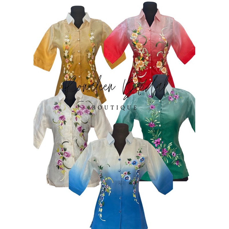 Filipiniana Ladies Barong Monochromatic Hand Painting | Shopee Philippines